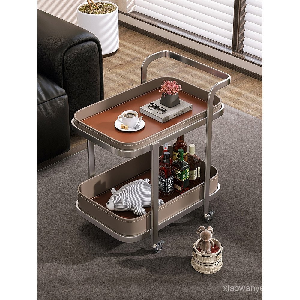 Living Room Sofa Mobile Side Table Small Cart Coffee Table Saddle ...
