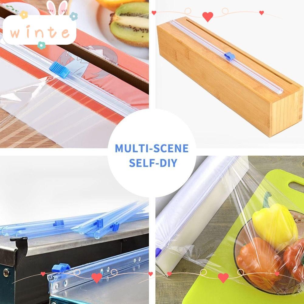 WINTE 1/66pcs Plastic Wrap Cutter, Blue Plastic Adhesive Sliding Food ...