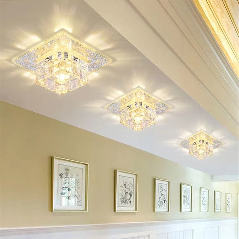 Modern Crystal Aisle Downlight,LED Ceiling Light,Corridor Lamp,Square ...