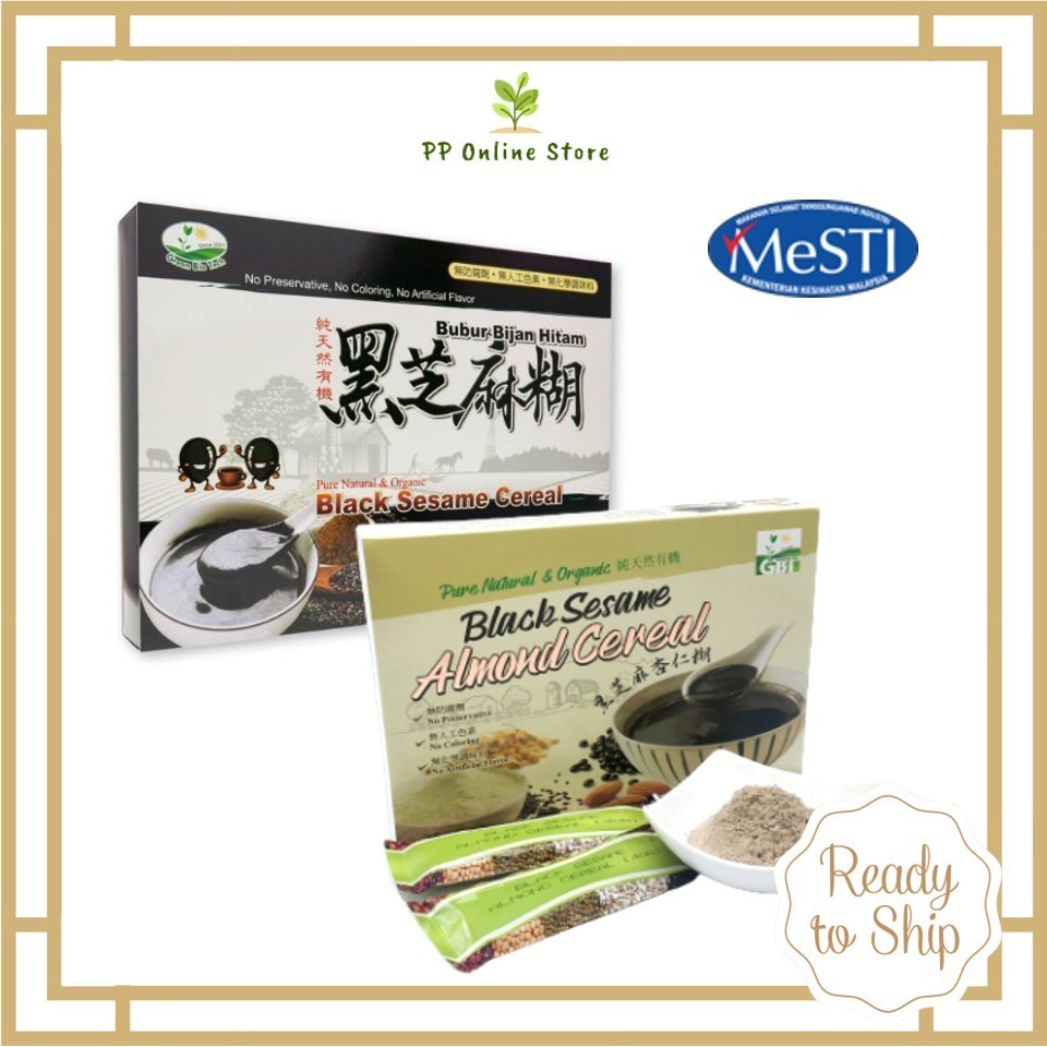 GBT Black Sesame Almond Cereal 黑芝麻杏仁糊/Black Sesame Cereal 黑芝麻糊 40gx8's | Shopee Singapore