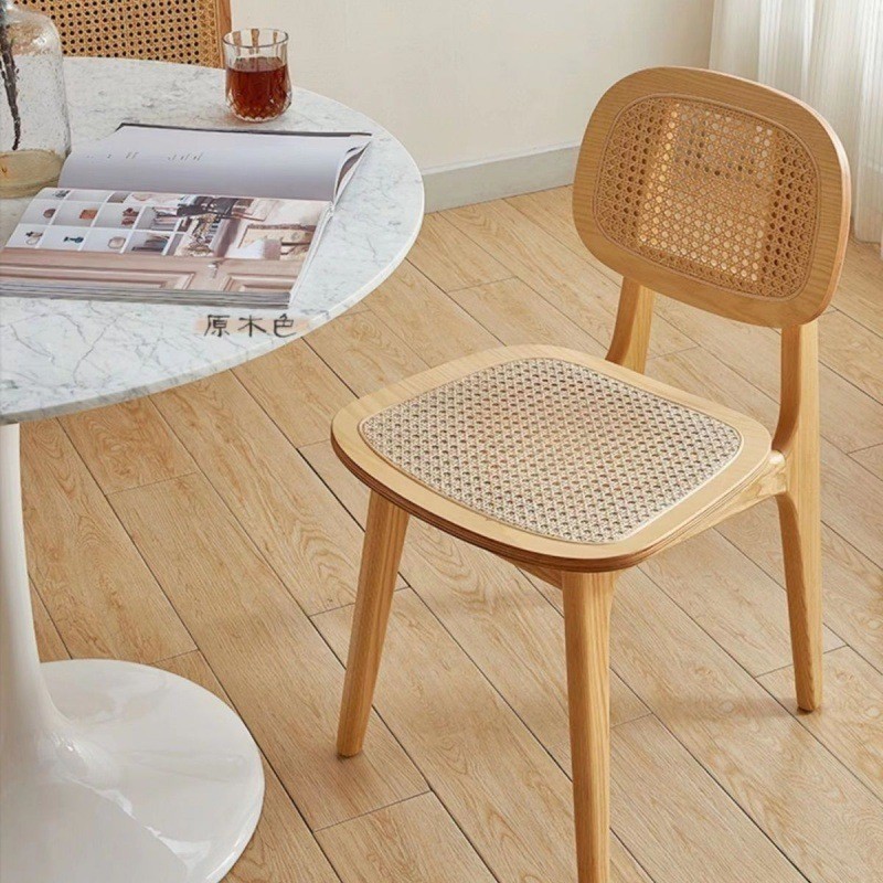 JET Rattan Chair French Dining Chair Solid Wood Double Chair Log Bench ...