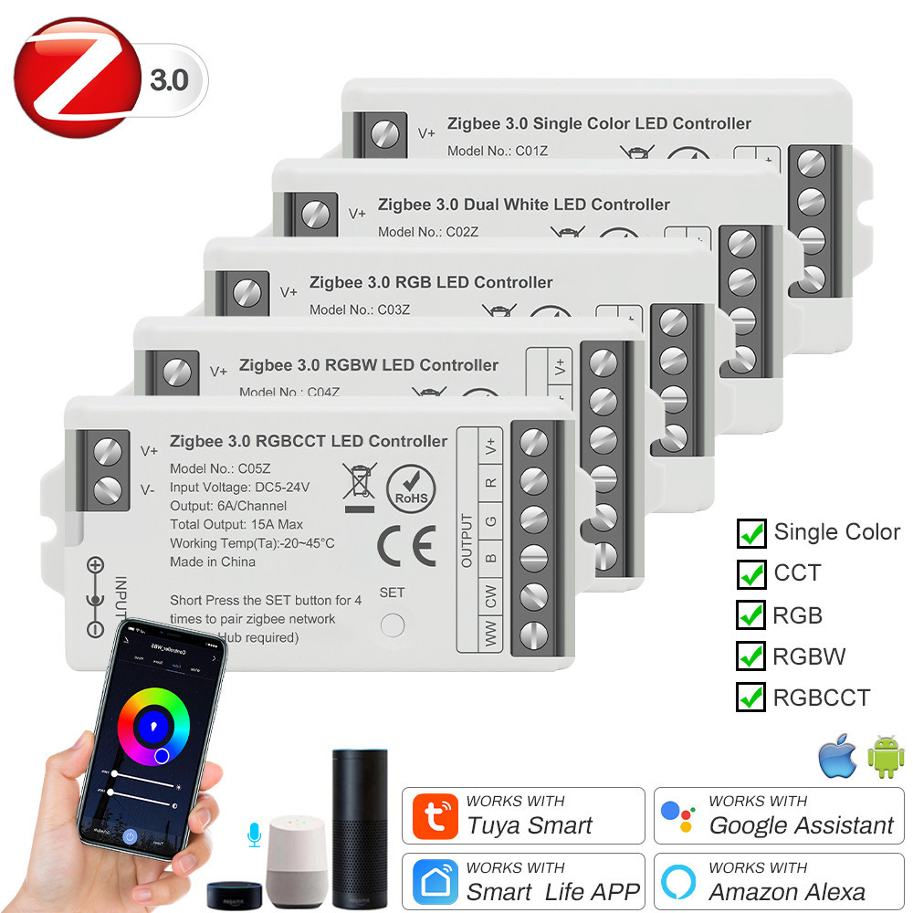 Zigbee 3.0 Smart Home RGB Led Controller Dimmable Strip Wifi Switchfor COB Neon Led Tape ...