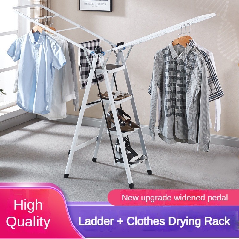 【SG Ready Stock】 Foldable Clothes Drying Rack Integrated Ladder Laundry ...