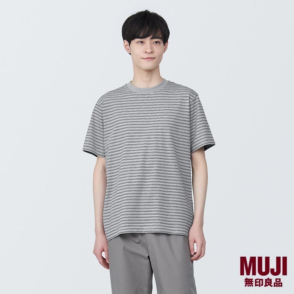 MUJI Men Jersey Striped Crew Neck S/S T-shirt | Shopee Singapore