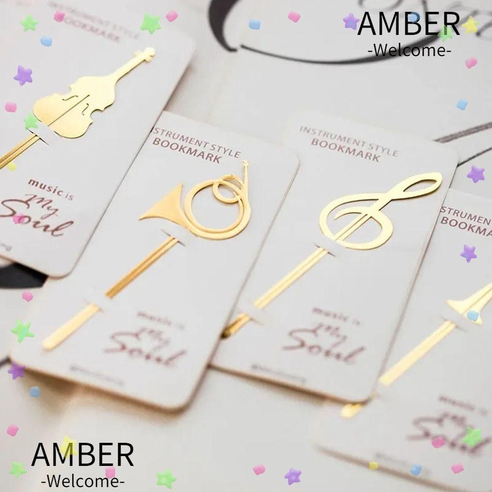 AMBER Musical Instruments Bookmark, Gold Musical Note Metal Meta Book ...