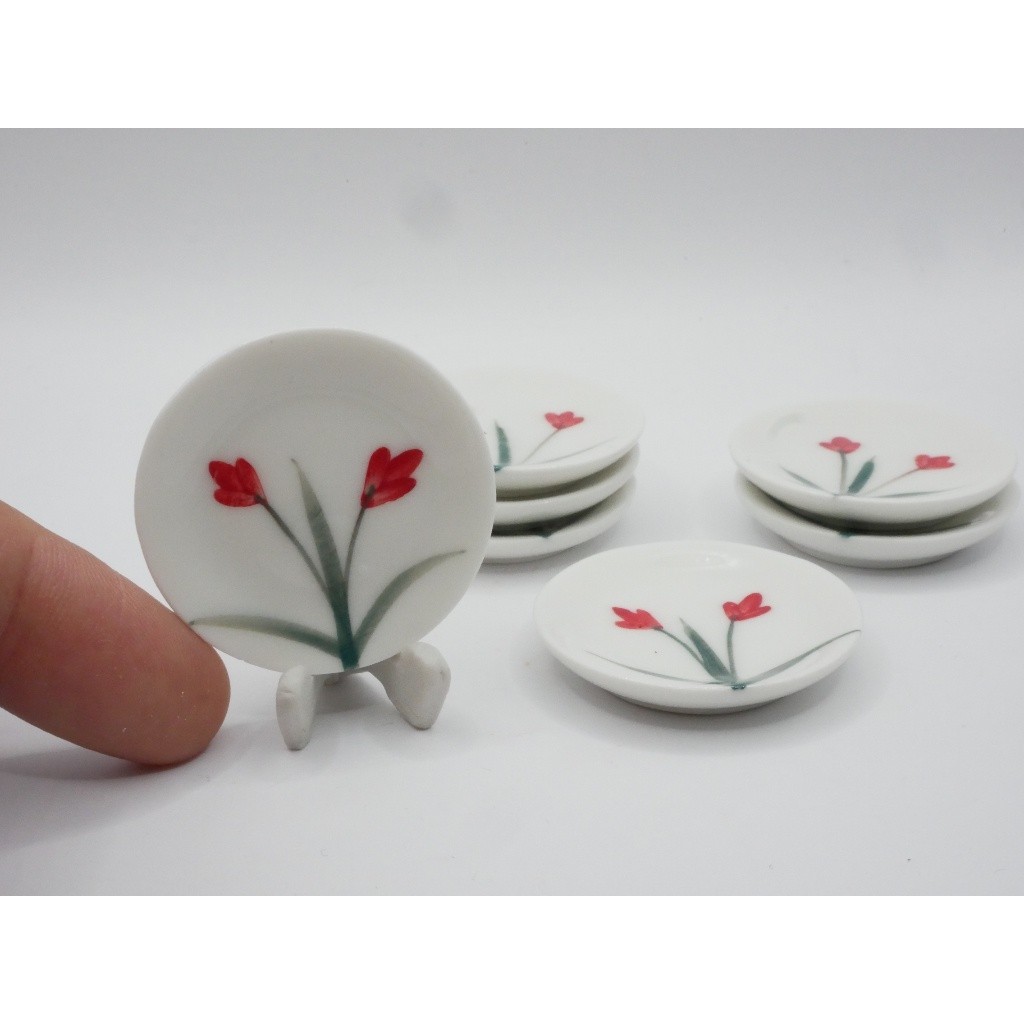 Export Grade!! White Ceramic Plate Flower Pattern Paint Diameter 3 Cm ...