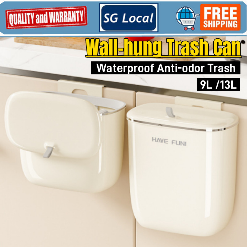 SG Local- 13L Kitchen Wall-hung Trash Can Waterproof Anti-odor Trash ...