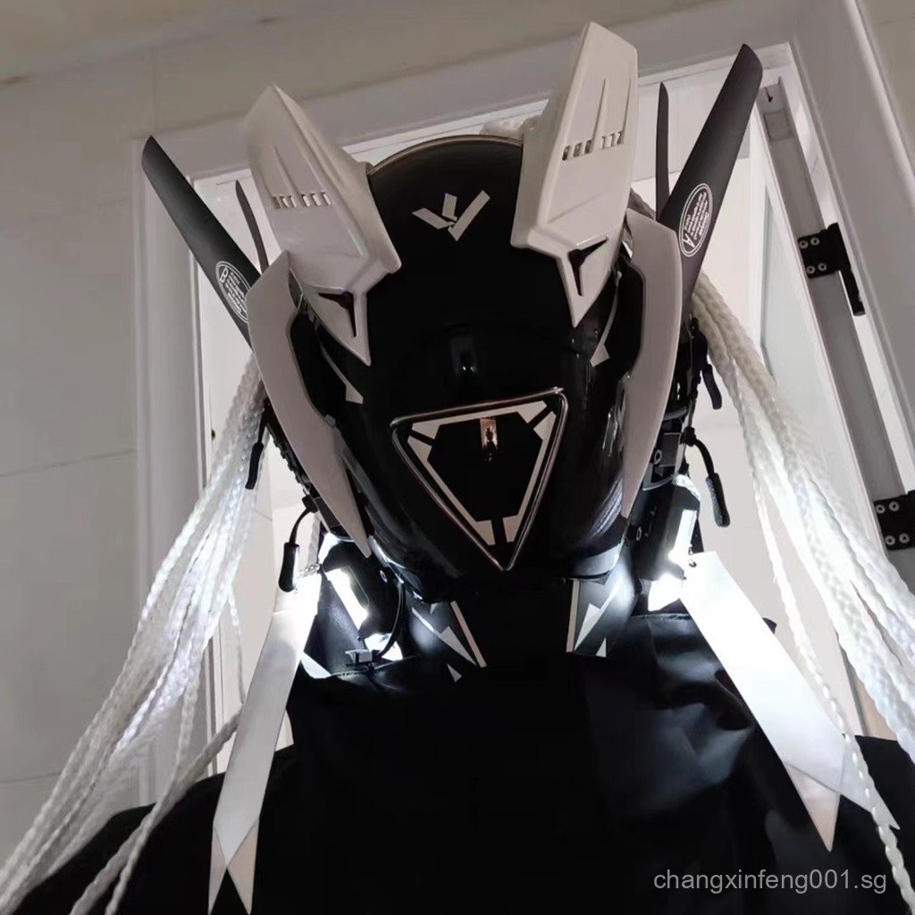 Cyberpunk Mask Glowing Helmet High-Value Face Mask Mecha Performance ...