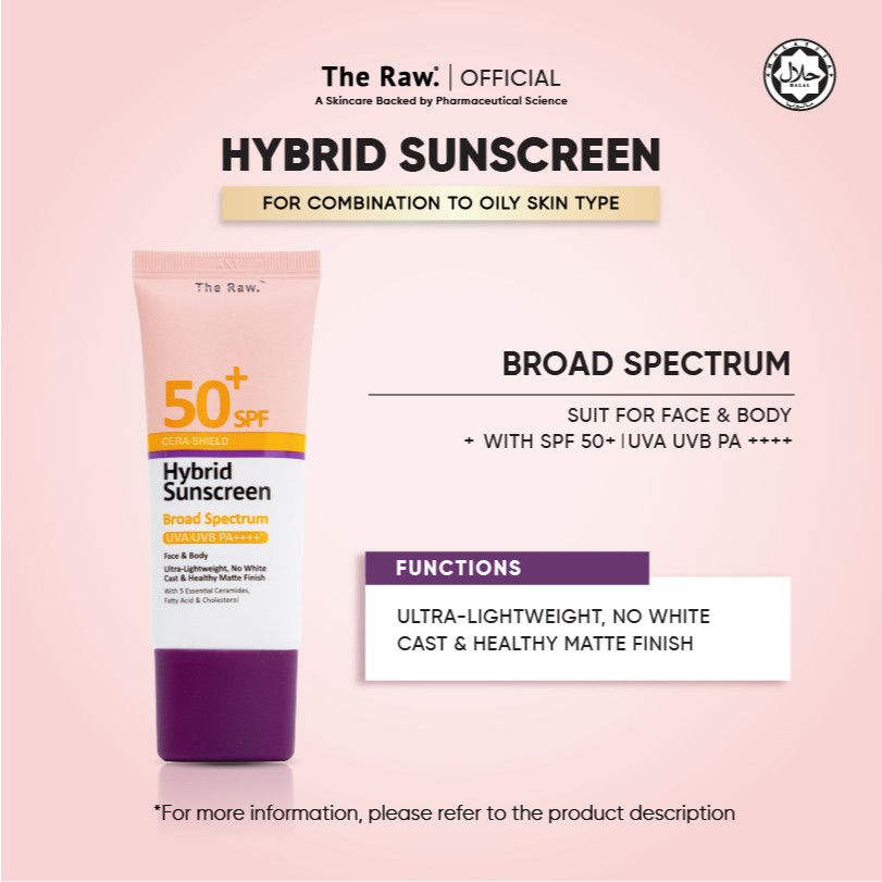 The Raw. Cera-Shield Hybrid Sunscreen SPF 50+ PA++++* Broad Spectrum UVA / UVB (For Face & Body ...