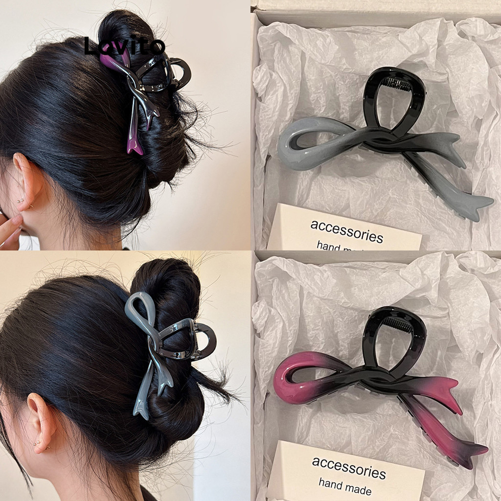 Lovito Casual Plain Bow Gradient Ramp Hair Clips for Women LFA28093 ...