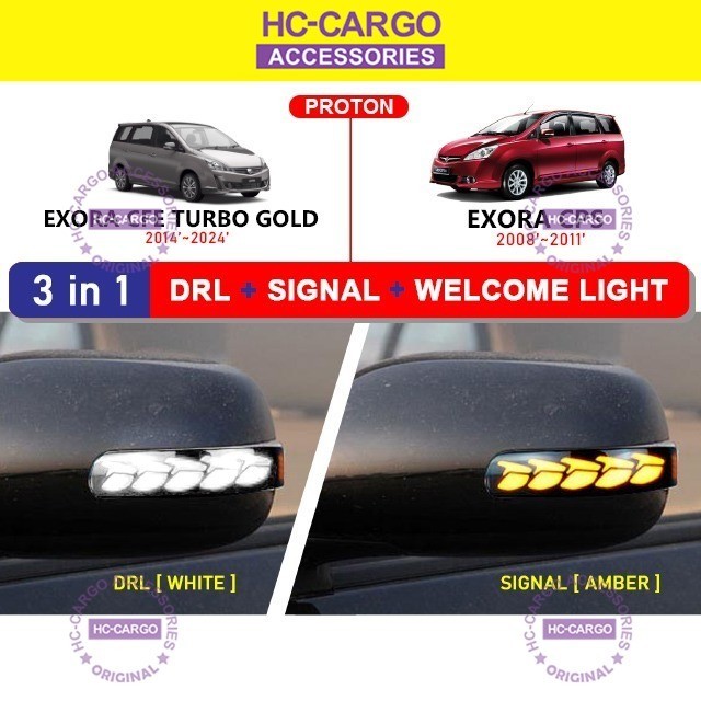 PROTON Exora 2008 - 2024 Dragon Scale Side Mirror Smoke Led With Signal ...