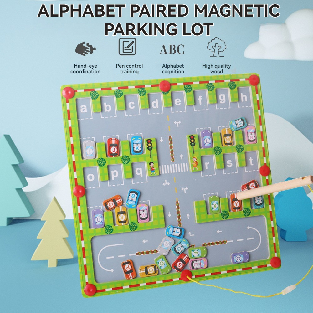 Fun Car Parking Magnetic Maze Pair Letters Maze Board Montessori ...