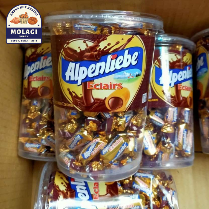 Alpenliebe Eclairs Jar Candy (100 pcs) 360 Grams / Chocolate Caramel ...