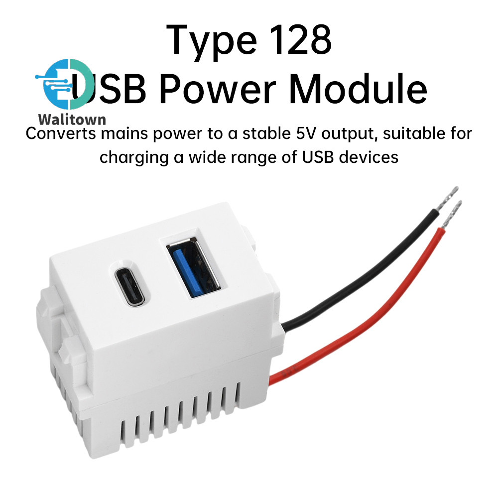 Type 128 USB Power Module 220V Socket 5V 2.1A Dual Port USB+Type C ...