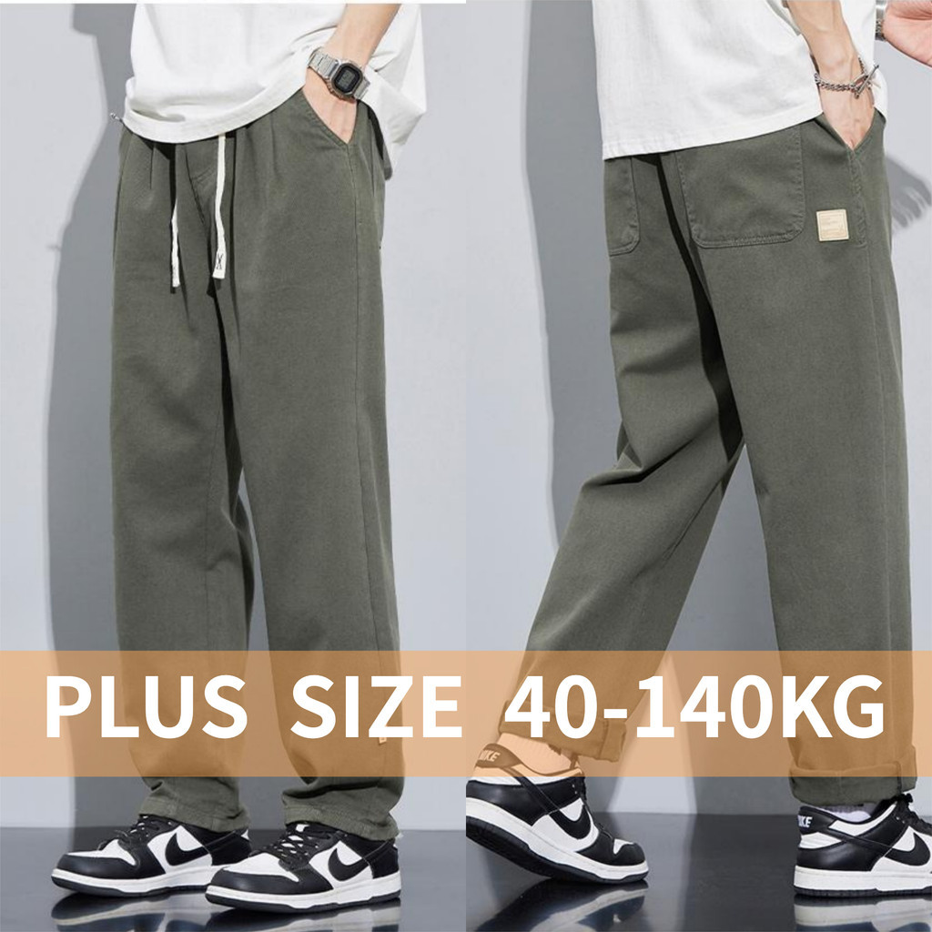 【Plus Size】8XL 7XL Men Wide Leg Belt Oversize Cotton Casual Trousers ...