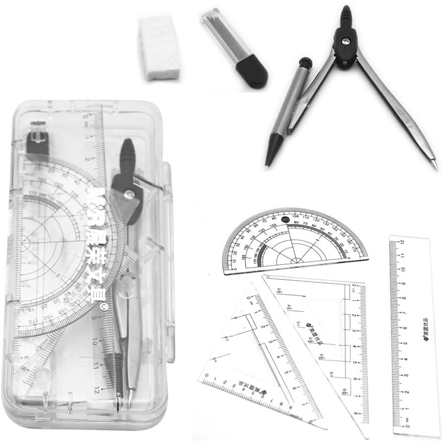 7 Pcs Protractor Set Math Tools For Students Learning Education Needs ...