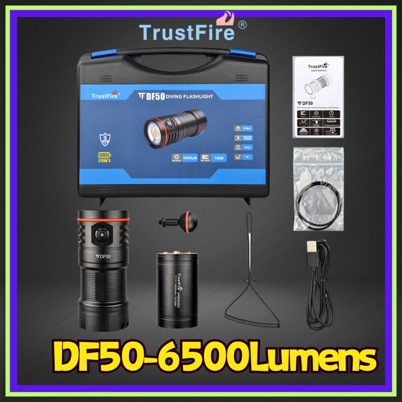 TrustFire DF50 6500 Lumen Video Photoraphy Light Diving LED Flashlight ...