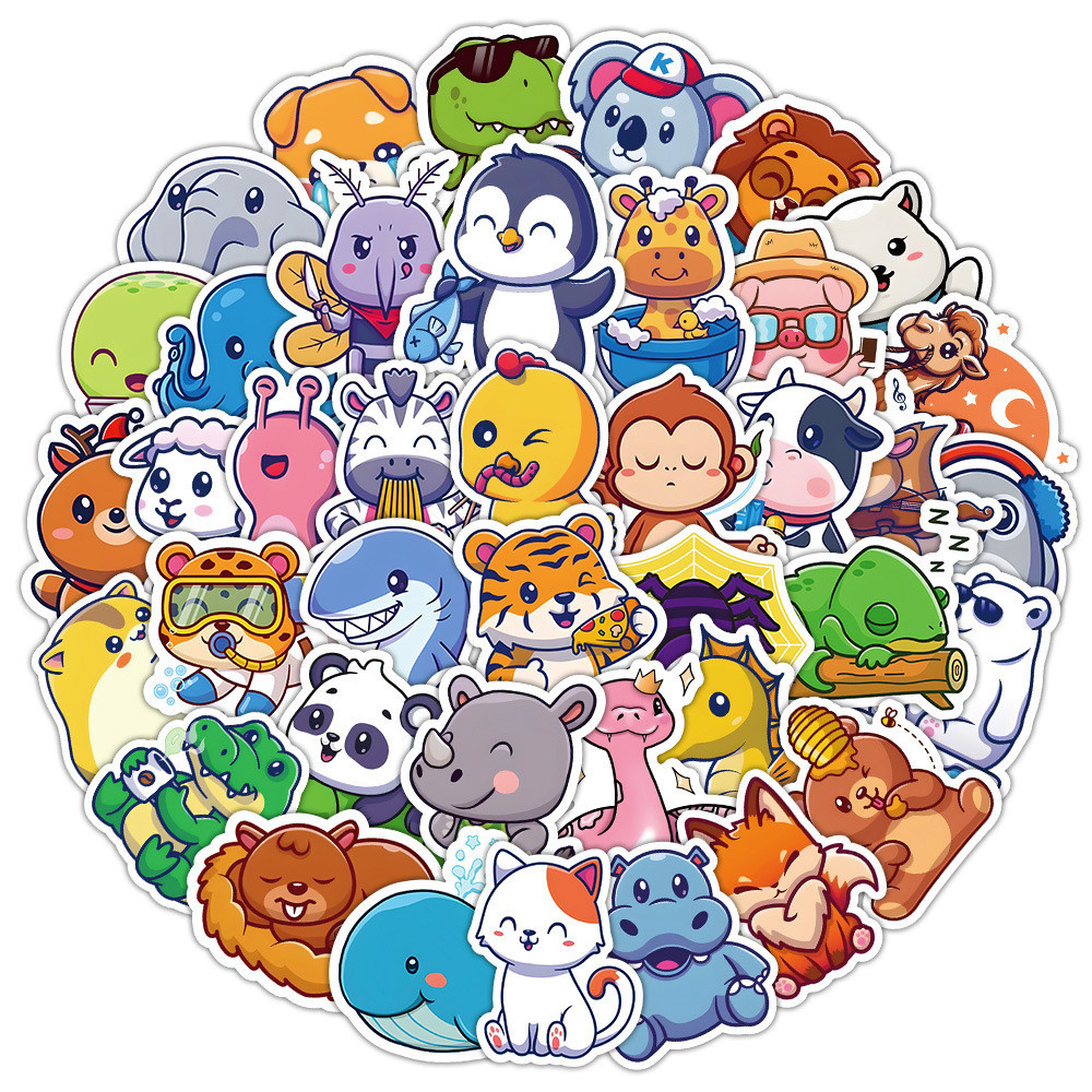 50PCS Cartoon Cute Little Animal Waterproof Graffiti Stickers for ...