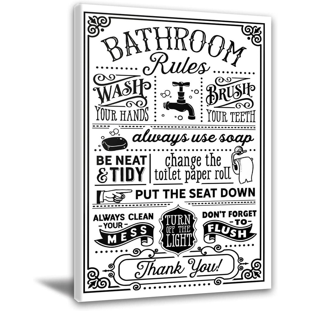 Aisle Poster Farmhouse Bathroom Wall Art Bathroom Rules Wall Decor ...