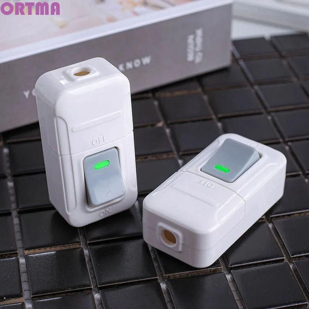 ORTMA Push Button Switch, White Plastic Wiring Switch, Inline on/Off ...