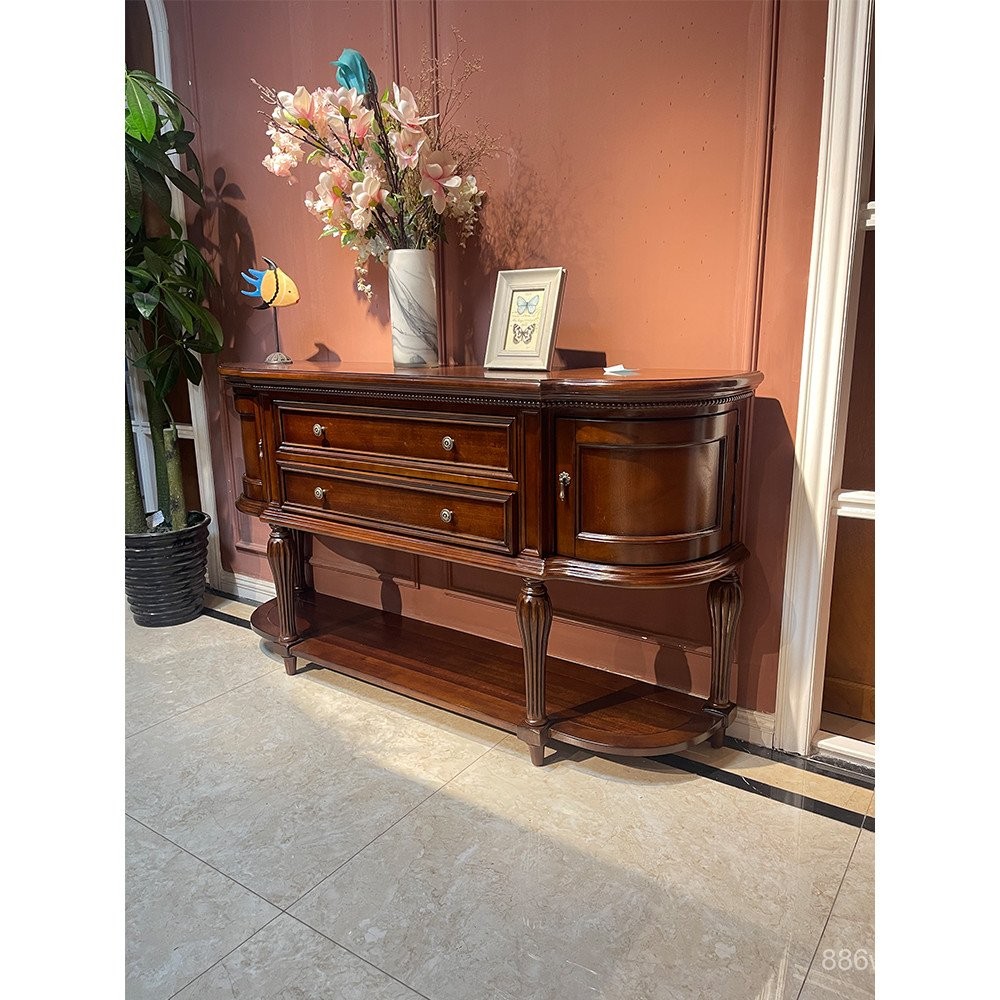 American Style Light Luxury Entryway Cabinet Full Solid Wood Partition ...