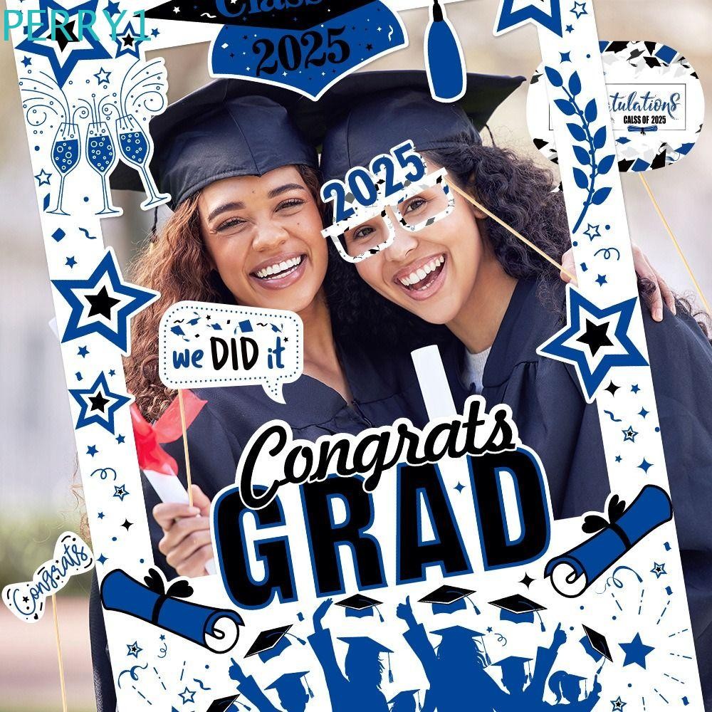 PERRY1 2025 Graduation Photo Frame, Mustache Lips Glasses Bachelor Cap ...