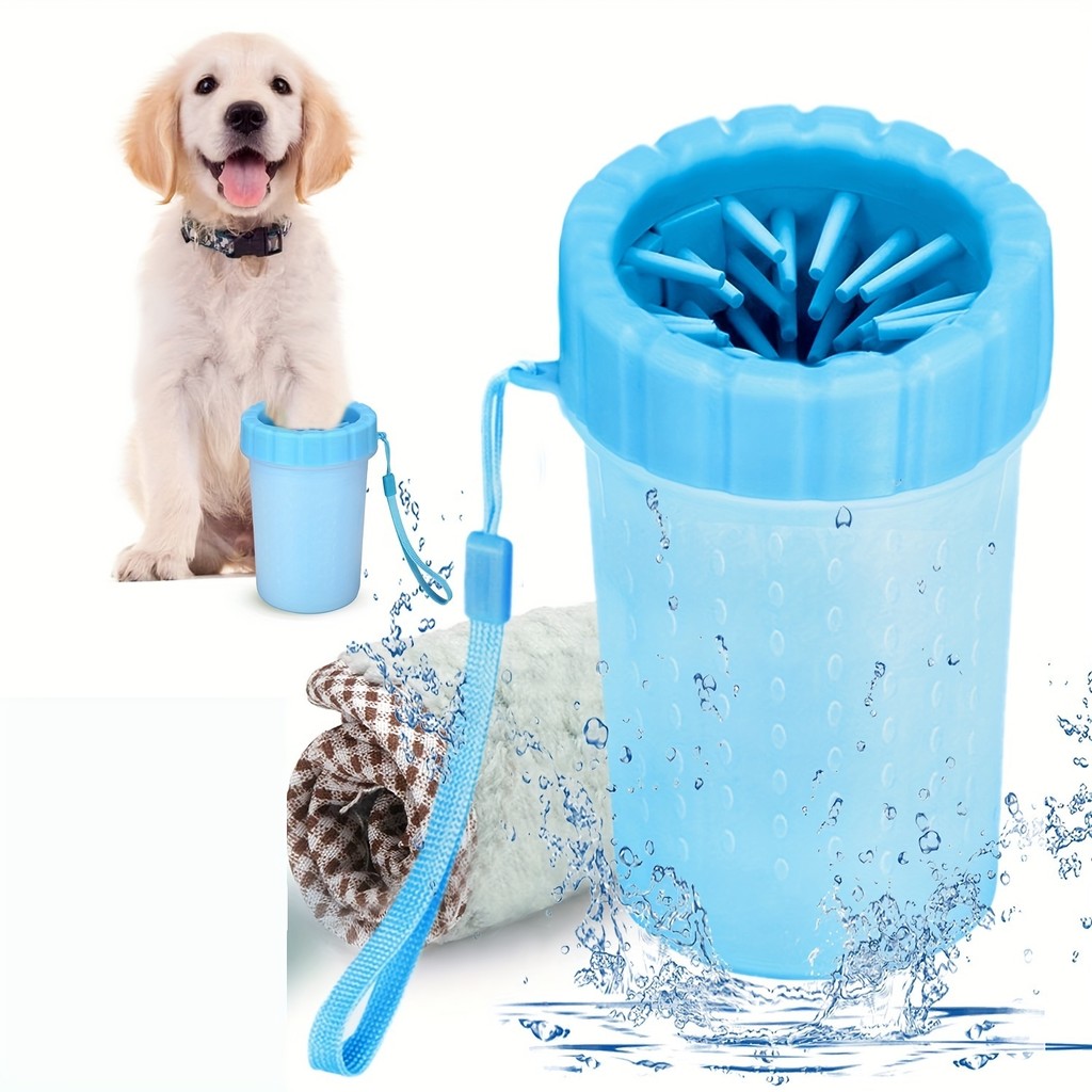 Silicone Portable Dog Paw Cleaner Plus Towel - Gentle, Easy-to-Use ...
