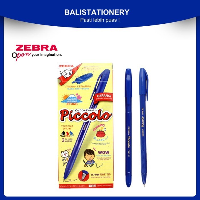 Zebra Ballpoint Pen Piccolo Stick Pen 0.7 mm Color biru | Shopee Singapore
