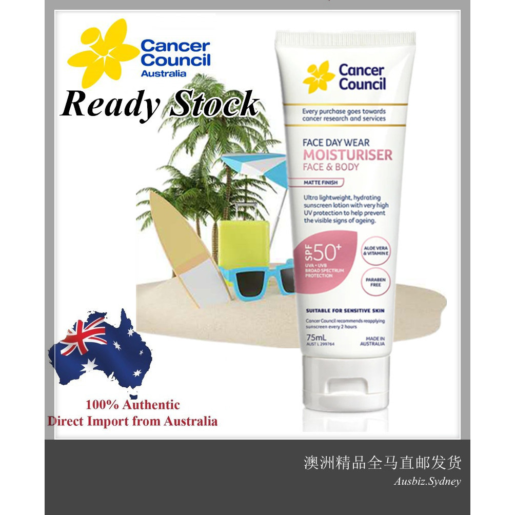 Cancer Council Sunscreen SPF 50+ Face Day Wear Moisturiser Face & Body ...