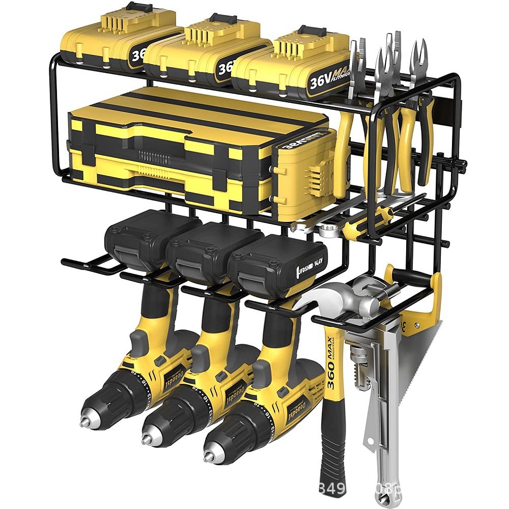 [in stock] Wrought Iron Electric Tool Storage Rack Garage Storage Drill ...