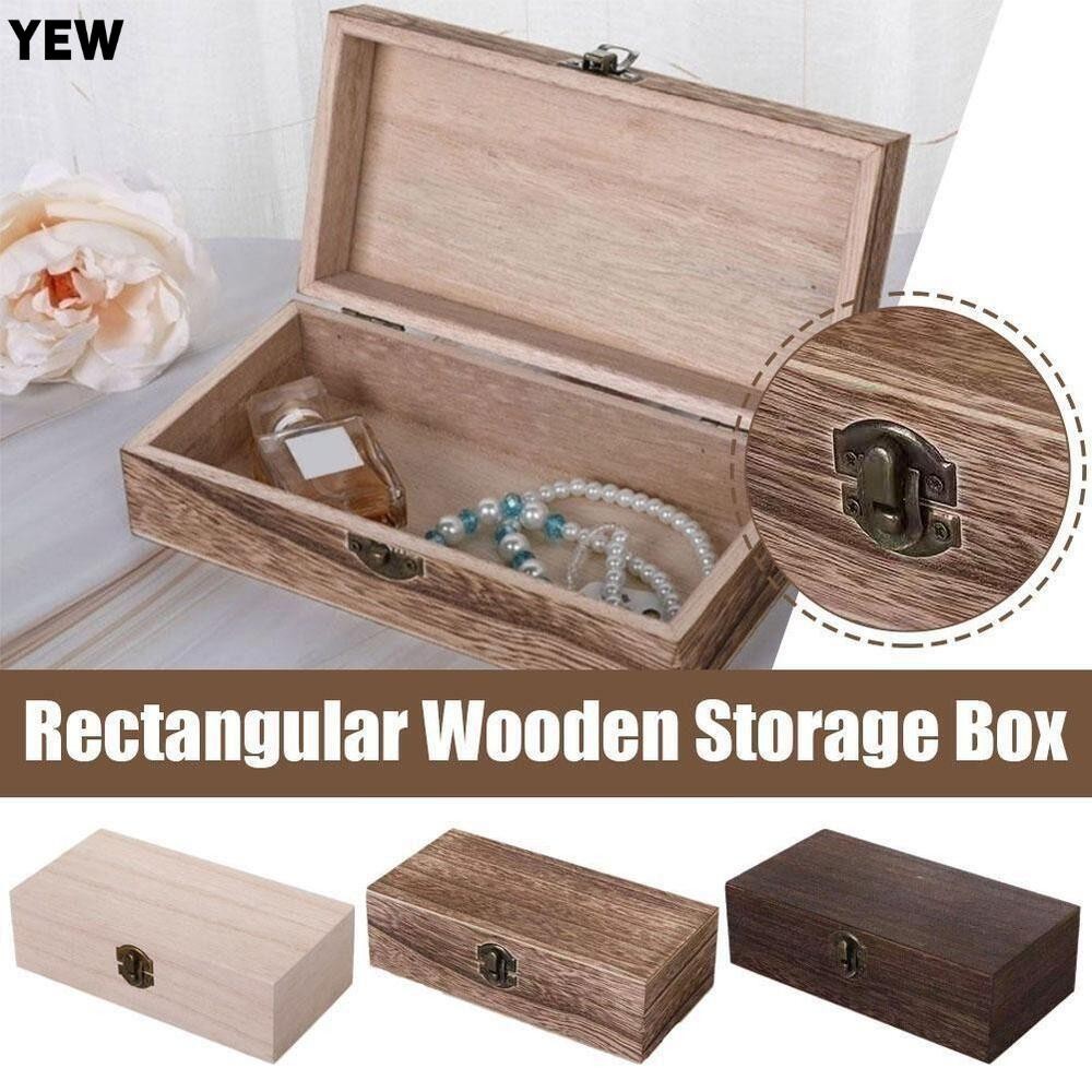 YEW Rectangular Wooden Box, Vintage Wooden Gift Packaging Boxes, Flip ...