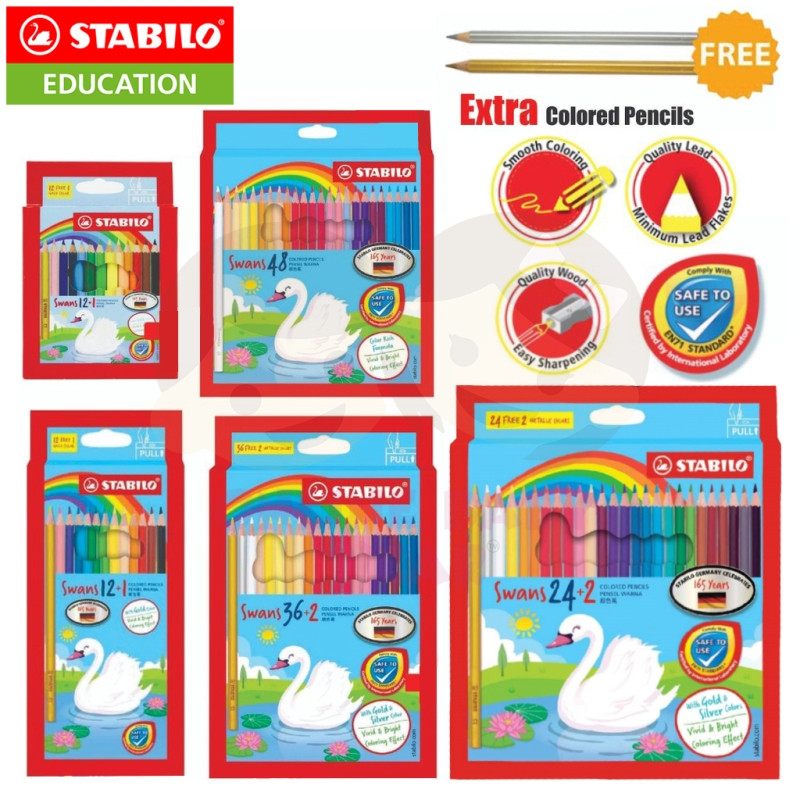 STABILO Swans Color Pencil | Colour Pencil 12 short | 12 Long | 24 Long ...