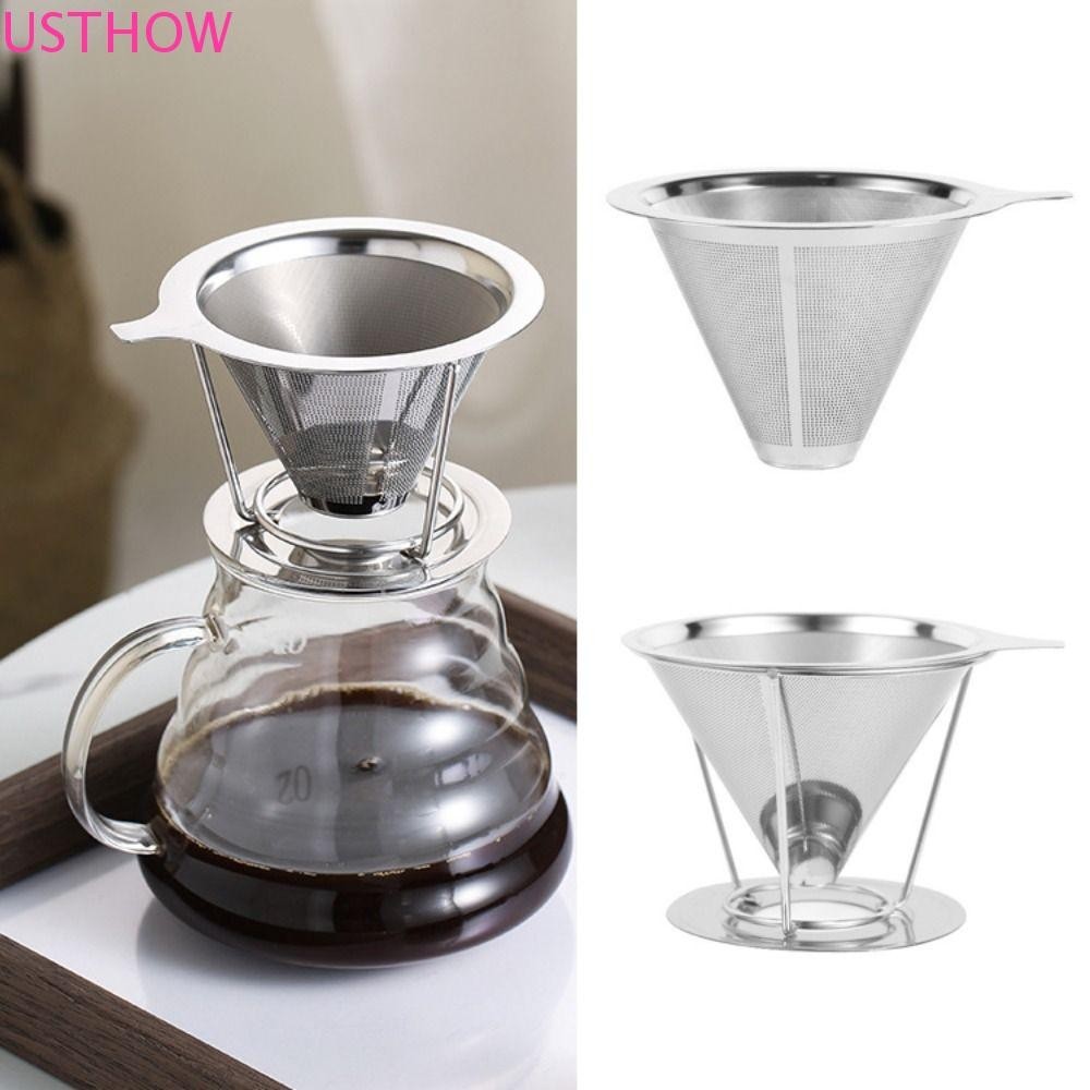 USTHOW Coffee Filter, Double Layer Stainless Steel Coffee Funnel ...