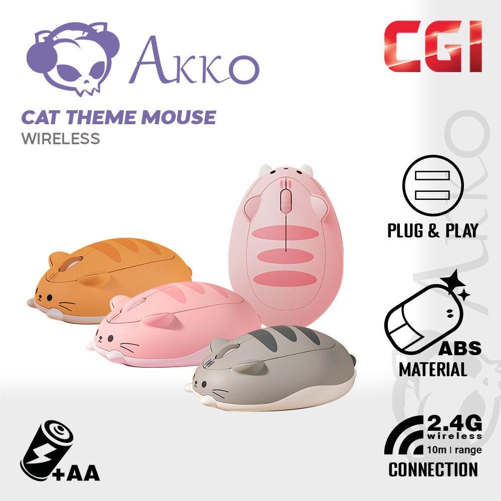 Akko Cat Theme Plug N Play 1200 DPI Wireless Mouse | Shopee Singapore