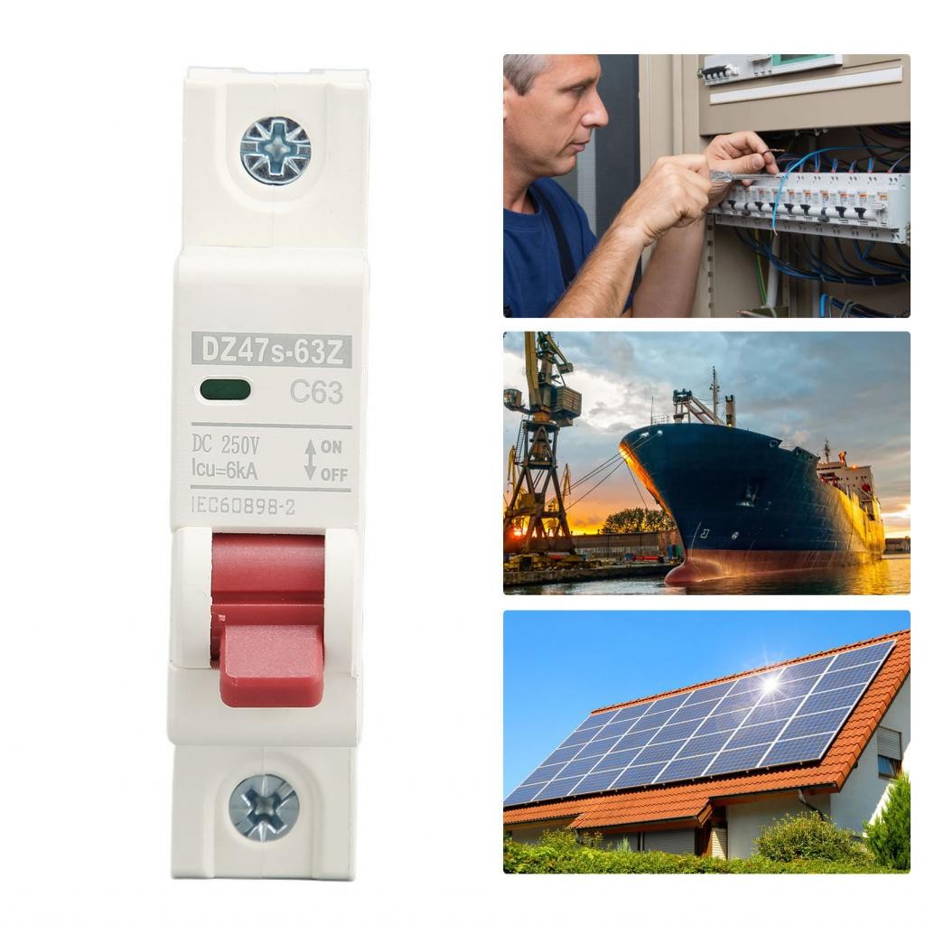 Ilikestore Miniature Circuit Breaker 1P DC Isolator 6000A Breaking Capacity 250V DZ47s 63Z for ...