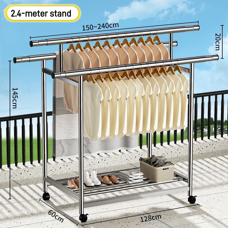 Stainless Steel Telescopic Drying Rack 304 Thick Rod Floor-to-ceiling ...