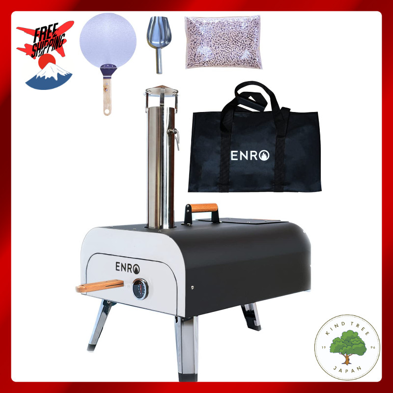 ENRO Portable Pizza Oven | 400°C High Heat in 15 Mins | Includes Pizza Peel, Storage Bag & 2kg ...