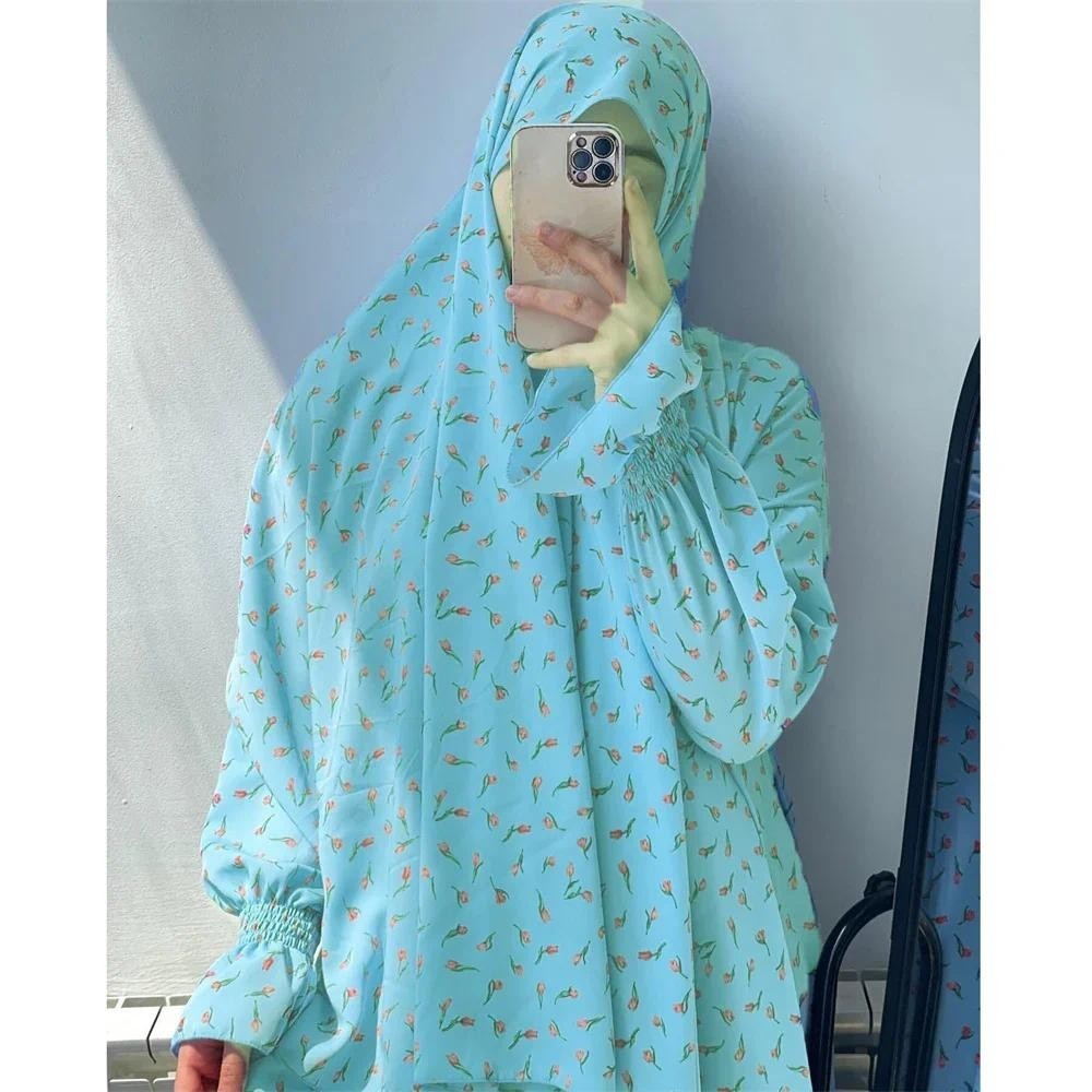 Prayer Dress Women Ramadan Islamic Clothing Formal Print Hooded Dubai ...