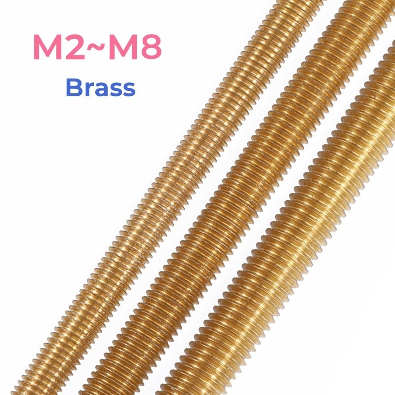 Brass Thread Rod M2 M2.5 M3 M4 M5 M6 M8 Solid Metric Bolt Full Thread ...