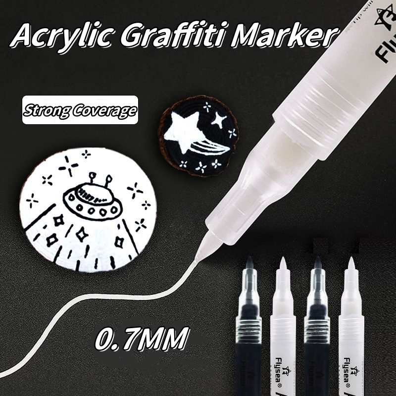 Acrylic Graffiti Marker - 0.7mm Black&White Paint Pen - Extra Fine ...