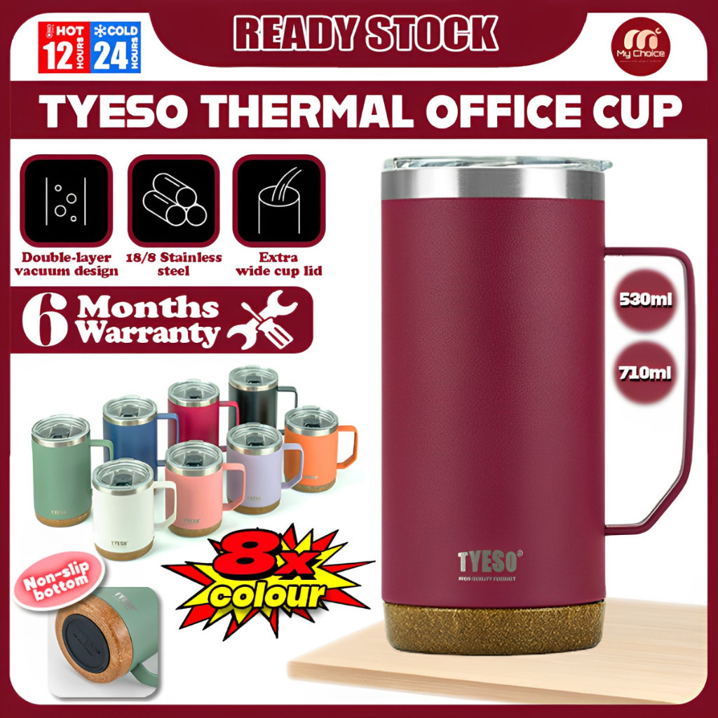 Tyeso Thermal Cup With Handle Grip 530ml/710ml Insulated Vacuum Business Office Water Cup 保温杯 ...