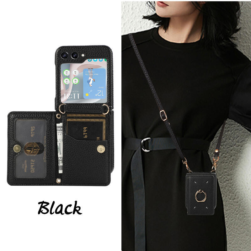 For Motorola Razr 40 Ultra Casing Luxury Crossbody Lanyard Card Slot ...