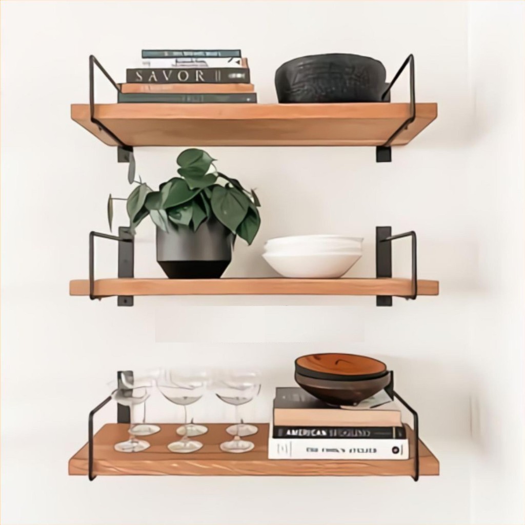 KAYU Original Wooden Shelf Wall Shelf 20cm WIDE EXTRA WIDE Bookshelf ...