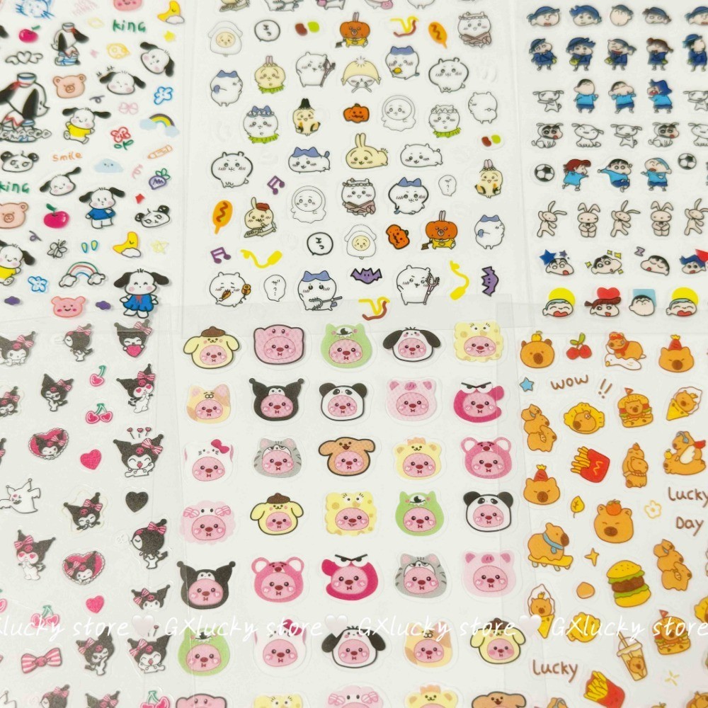 Cartoon Transparent Sticker Sanrio Loopy Chiikawa Capybara Mini PVC ...