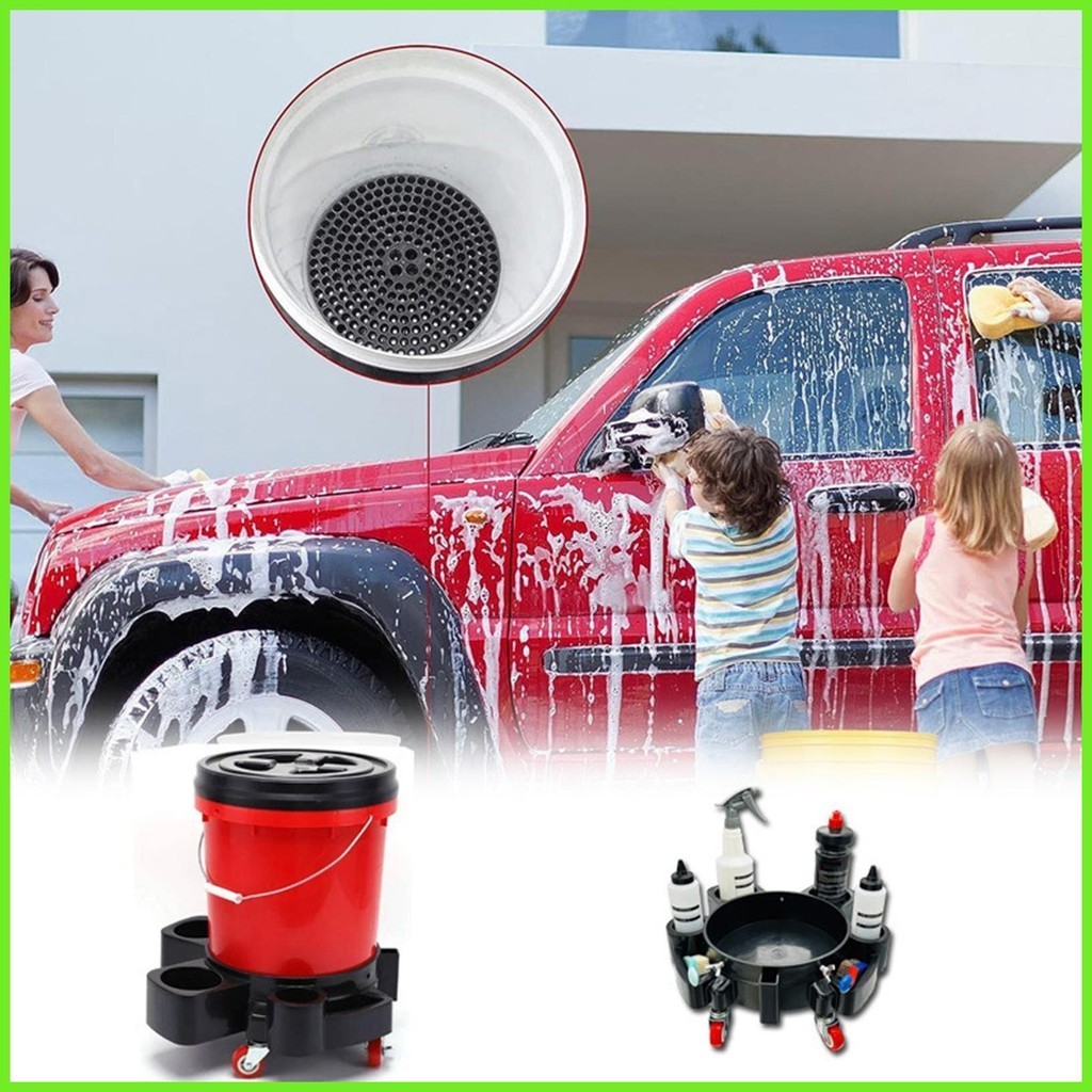 Car Wash Bucket Roller Car Wash Cleaning Trolly with 5 Wheels Heavy ...