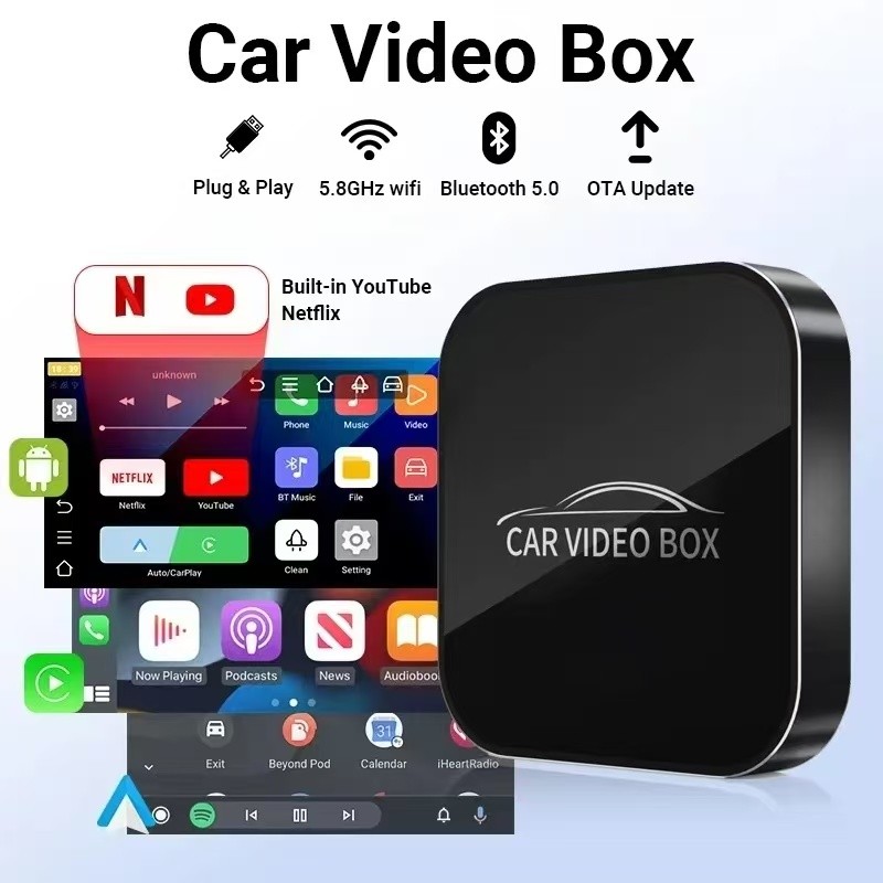 Car Video Box Carplay Ai Box Wireless CarPlay Android Auto Smart TV Box ...