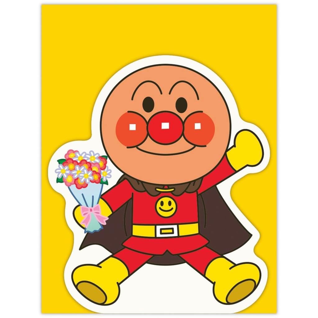 【Direct From Japan】 Anpanman Greeting Card Cut Anpanman and Flowers ...