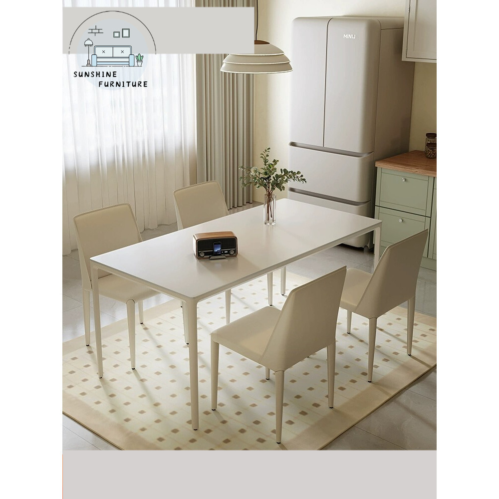 Rock plate table modern simple household French cream dining table ...