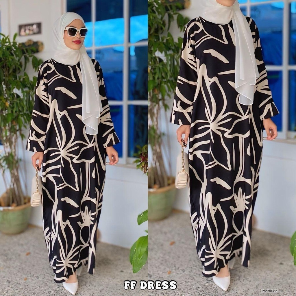 KAFTAN EDORA BERCORAK FF FREESIZE | Shopee Singapore