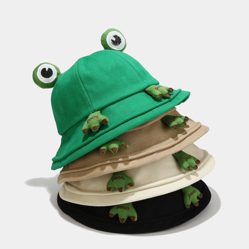 Korean Parent-child Bucket Caps Adult Kids Summer Cute Frog Fisherman ...